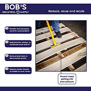 BISupply Pallet Buster Tool with Handle 3 Section 41in - Deck Wrecker Dismantler Wood Pallet Tool Breaker Pry Bar Puller