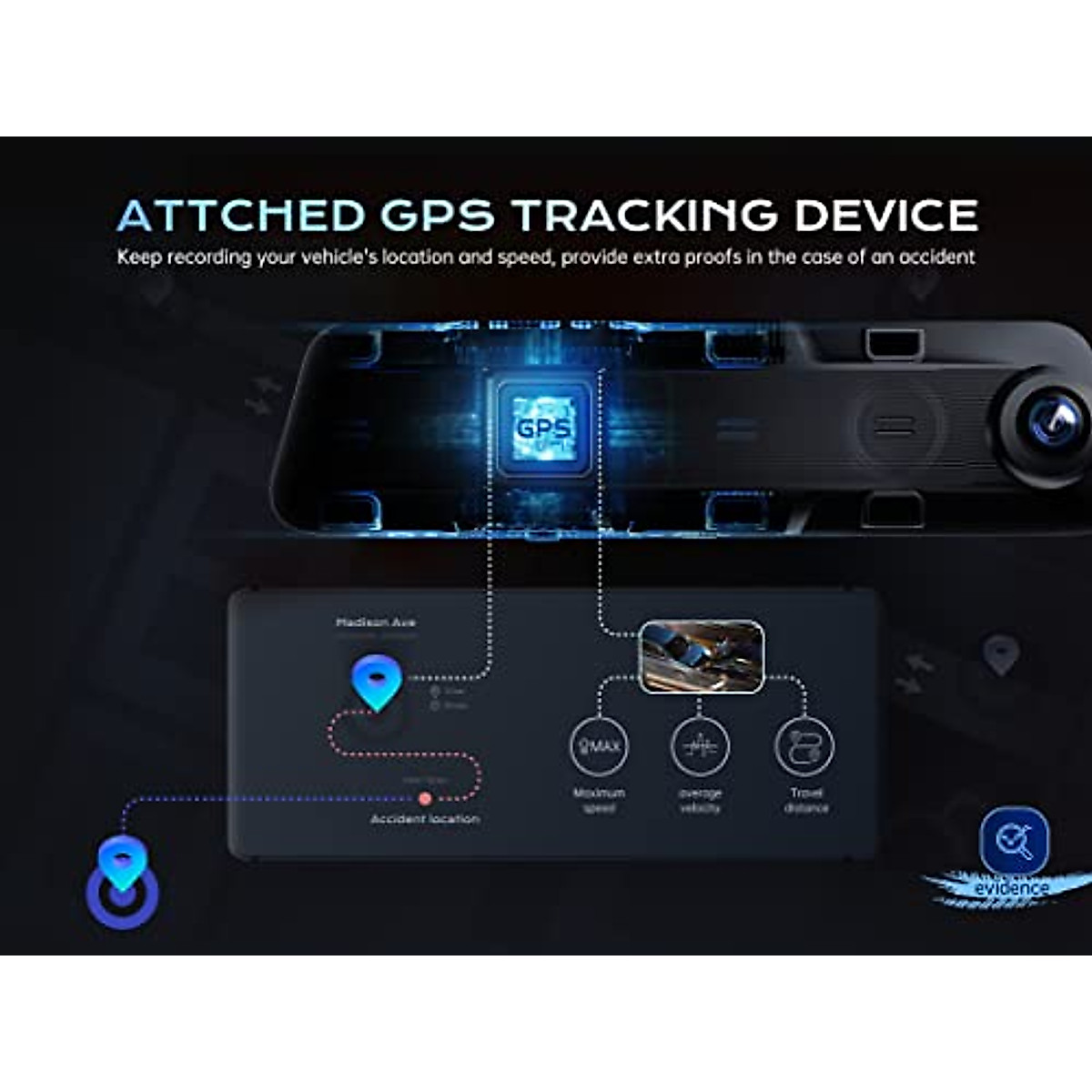 Pelsee P12 Mirror Dash Cam, 12'' 1440P QHD Front and Rear View Mirror Camera, Dual Dash Cam for Cars and Trucks, Night Vision, Voice Control, Parking Assistance, Reversing Assistance