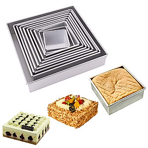 Anodized Aluminum Square Cheesecake Pan Chiffon Cake Mold Baking Mould with Removable Bottom 4 Inch x 4 inch x 2 inch