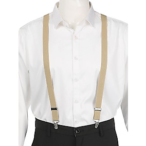 Allegra K Women's Suspenders Metal Clips Adjustable Elastic Band Y Shaped Suspender One Size Khaki Color