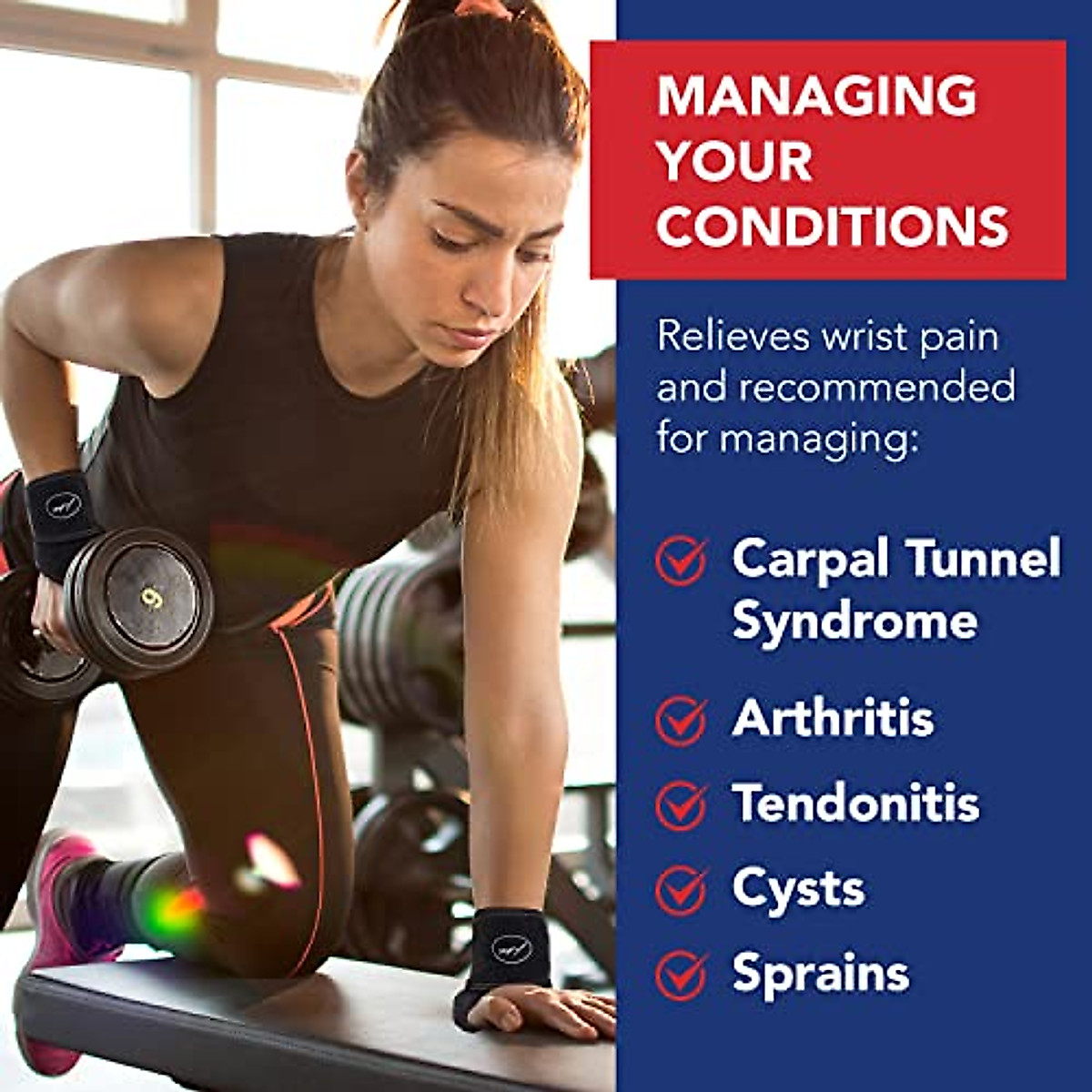 Dr. Arthritis Doctor Developed Copper Wrist Brace/Wrap for Carpal Tunnel Support, Wrist Splint Brace -F.D.A. Medical Device & Doctor Handbook-Night Support for Women Men-Right & Left hands (Single)