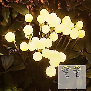 Solar Garden Lights,2 Pack 10LED Solar Powered Firefly Lights,Vibrant Solar Outdoor Lights,Starburst Swaying Lights,Waterproof Firefly Solar Garden Decorative Lights Yard Patio Pathway Decoration