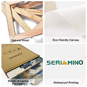 SERIMINO 3 Piece Lotus Flower Canvas Wall Art for Living Room White and Indigo Blue Floral Picture Wall Decor for Dining Room Bedroom Bathroom Kitchen Print Painting for Home Decorations