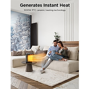 1500W Small Space Heater, Electric Heaters for Indoor Use, PTC Ceramic Space Heater with Adjustable Thermostat, Portable Space Heater for Bedroom and Office Desk Use, 3 Modes, Safety Quiet Heating