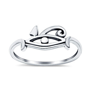 Blue Apple Co. Sterling Silver Size-9 Eye of Horus Ring Band Oxidized 925 Sterling Silver