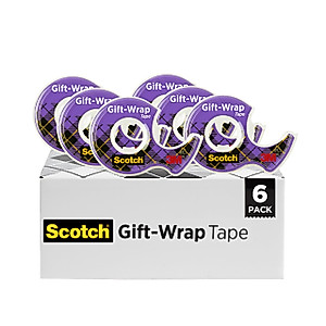 Scotch Gift Wrap Tape, 6 Rolls, The Go-To Tape for the Holidays, 3/4 x 650 Inches, Dispensered (615-GW)