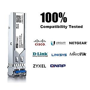 1.25G Single Mode SFP LC Module, 1000Base-LX/LH Fiber Transceiver for Cisco GLC-LH-SMD, Meraki, Ubiquit UniFi, TP-Link, Fortinet, Intel, Netgear, Mikrotik and More (SMF,1310nm,20km,DDM) 2 Pack