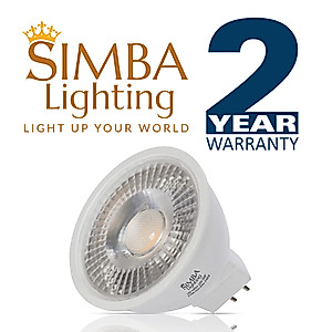 Simba Lighting LED MR16 5W 12V Light Bulb (6 Pack) 35W to 50W Halogen Spotlight Replacement for Landscape, Accent, Track Lights, Desk Lamps, FWM C EXN, GU5.3 Bipin Base, 2700K Warm White, Not Dimmable