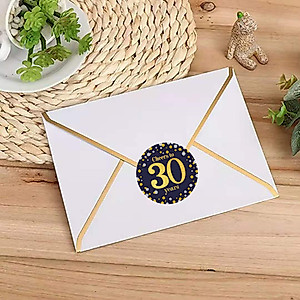 Black and Gold Cheers to 30 Years Sticker Labels - 30th Birthday Party Favor Stickers - 2 in - 50 Count