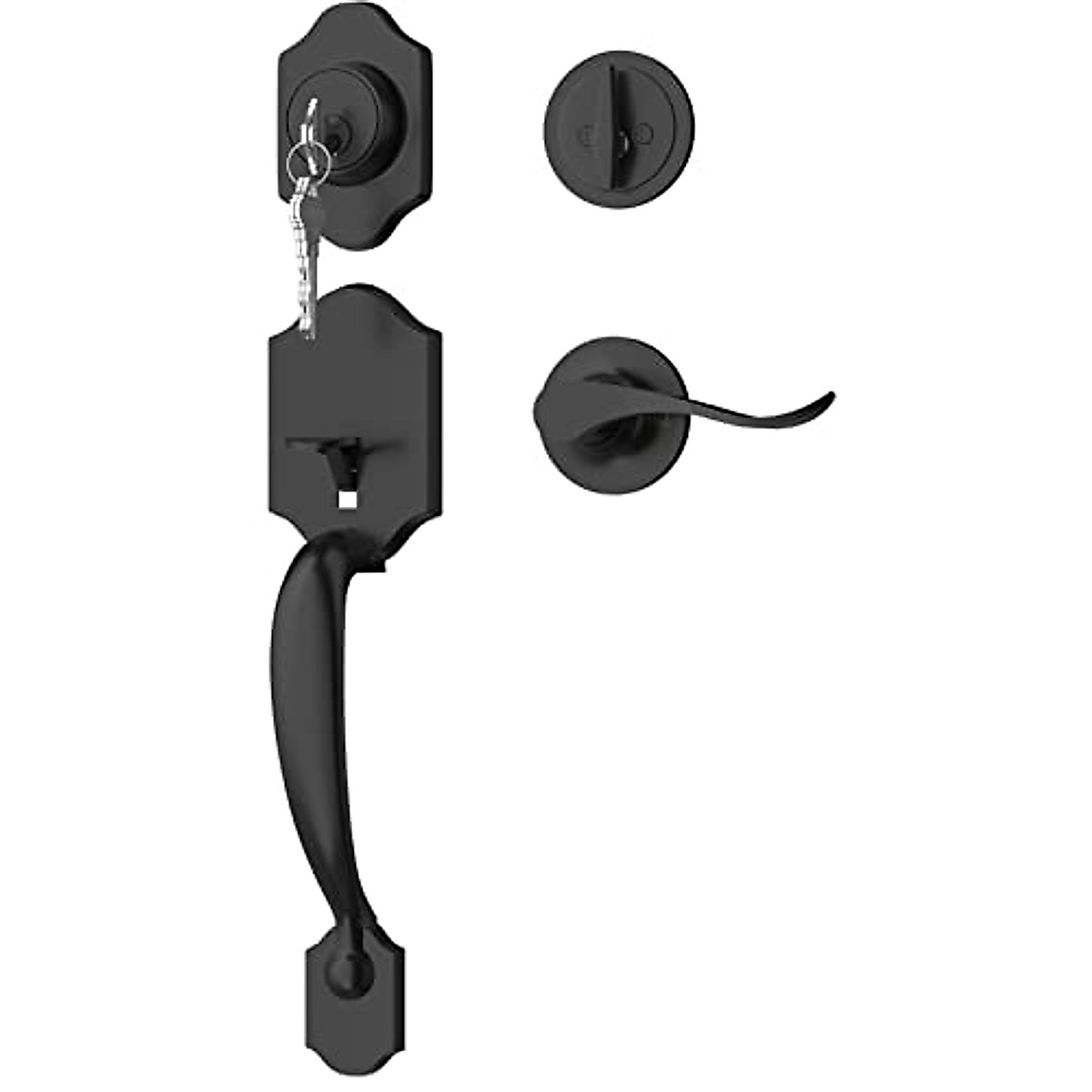 goldenwarm Front Door Handle and Deadbolt Set, Black Front Door Lock Set with Reversible Handle Lever, Classic Front Door Hardware, Single Cylinder Front Door Entry Lock, Front Door Handles and Locks