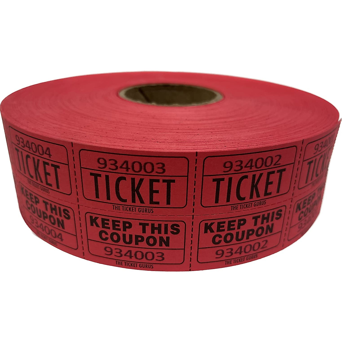 The Ticket Gurus Raffle Tickets - (4 Rolls of 2000 Double Tickets) 8,000 Total 50/50 Raffle Tickets (Blue/Yellow/Red/Green)