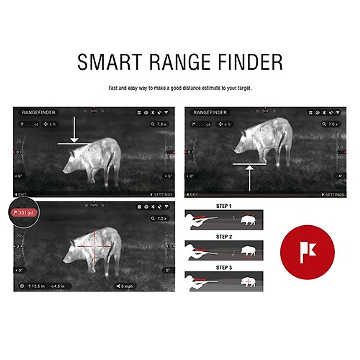 ATN ThOR 4 1.25-5x, 384x288, Thermal Rifle Scope w/Ultra Sensitive Next Gen Sensor, WiFi, Image Stabilization, Range Finder, Ballistic Calculator and IOS and Android Apps , Black