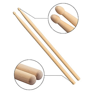 Tbrand Drum Sticks 1 Pair 5A Maple Wood Drum Sticks,1 Pair Retractable Drum Wire Brushes and 1 Pair Rods Drum Brushes set for Kids, Adults, Rock Band, Jazz Folk Students with Portable Storage Bag