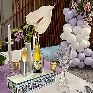 TACIDON Floating Wall Shelf Mirrored .Glamorous Crushed Diamond Crystals Wall Rack.Glass Display Ledge of Trophy and Photo Frame. Suitable for Living Room,Bathroom,Bedroom.(15”x6”x3”)