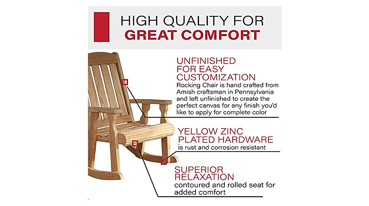 Sturdy Amish 600 Lb Rocking Chair - Mission Style