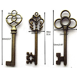 Aokbean Mixed Set of 30 Large Skeleton Keys in Antique Bronze - Set of 30 Keys