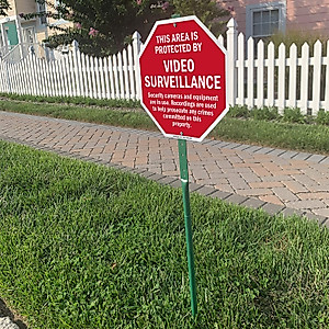 SmartSign "This Area Is Protected By Video Surveillance" LawnBoss® Sign | 10" x 10" Aluminum Sign With 3' Stake