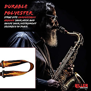 Killer-Q Saxophone Strap - Stylish Quick Release, Adjustable Sax Neck Straps, Fire Print