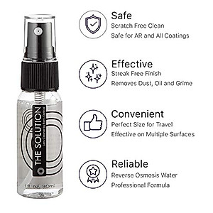 The Solution Lens Cleaner & Repair Kit | 1oz Alcohol Free Eyeglass Lens Cleaning Spray, Microfiber Cleaning Cloth & Keychain Screwdriver for Glasses, Lens, Screens