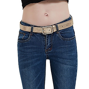 RMMVJJ Women Gold Belt Leather Belts Pants Jeans Dresses Belts Bling Shiny Gltter Golf Belt Gold M
