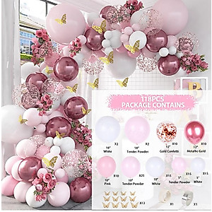 Rose Gold and Pink Butterfly Garland Ballon Kit 118 pcs