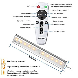 LDOPTO Under Cabinet Lights Wireless with Remote Control Dimmable Battery Operated LED Closet Lights Stick-on Kitchen Lighting with Timer for Kitchen Shelf Hallway Stairs, Multiple Colors 4 Pack