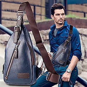 Mens Sling Bags Crossbody Man Women Outdoor Multifunctional Sling Backpack Leather Sling Bag Shoulder Bag For Men Large(3A-Blue,One Size)