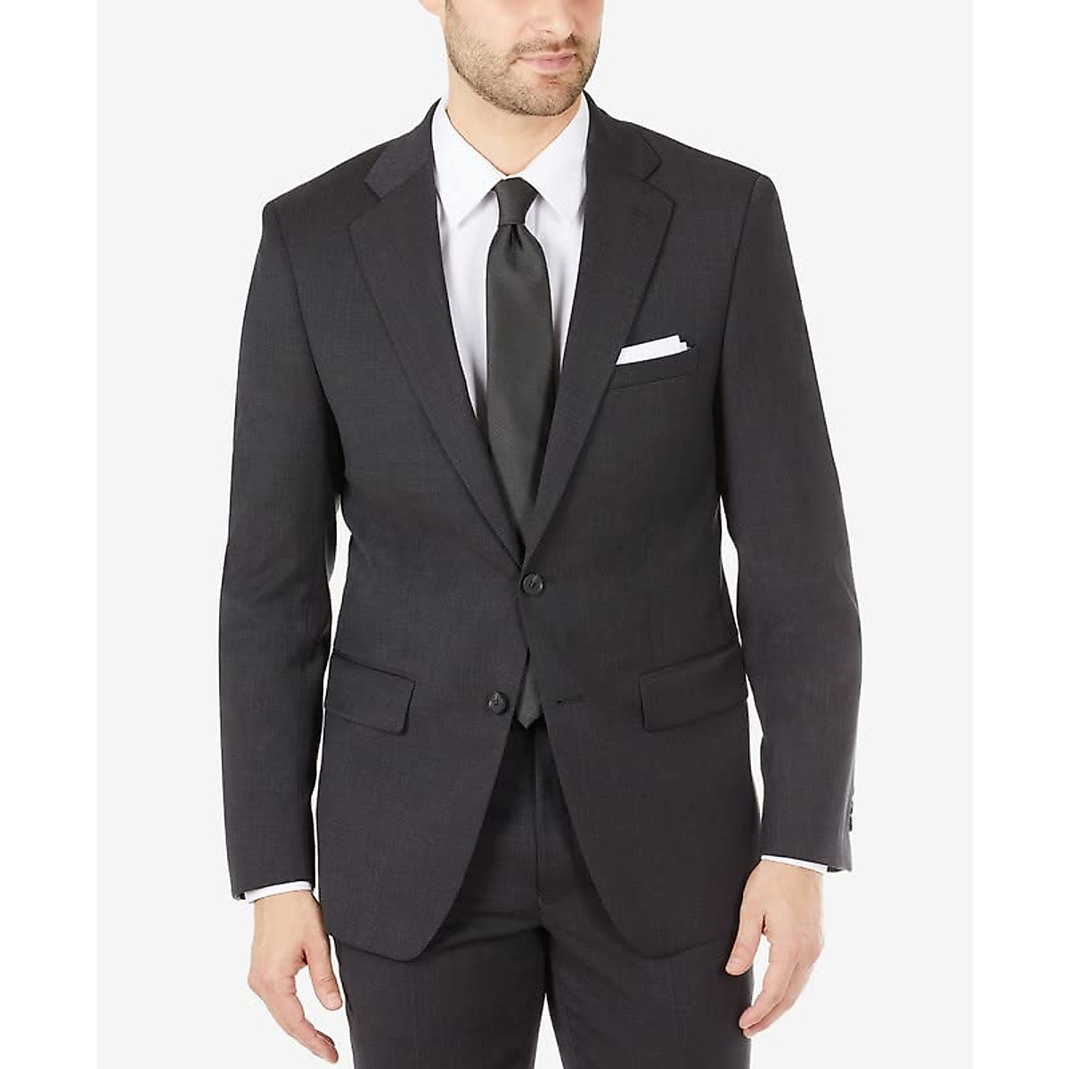 Calvin Klein Men's Slim-Fit Wool Suit Separates Jacket (Black/Brown, 40R)