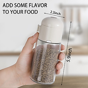 Salt and Pepper Shakers Set,Powder Sugar Shaker,7oz Glass Bottom,Measuring Seasoning Bottle, Salt Control Bottle for Cooking,Camp,BBQ, Travel Salt Shaker,Cooking Helper