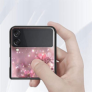 Shiny Pink Cool Case for Samsung Galaxy Z Flip 3 4 5G Black Hard PC Phone Housing Segmented Cover,Z5,for Z flip