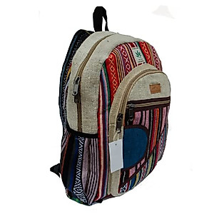Himalayan Fashion Rainbow Multicolor Large Pocket Hemp American Native Design Backpack