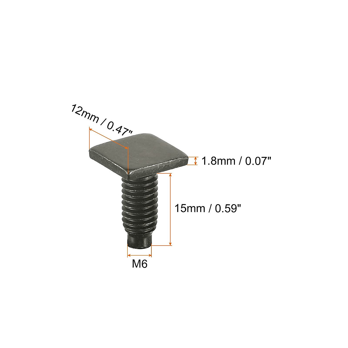 uxcell Square Head Bolt, 10pcs M6x15mm Fully Thread Carbon Steel Grade 8.8 Square Machine Screws