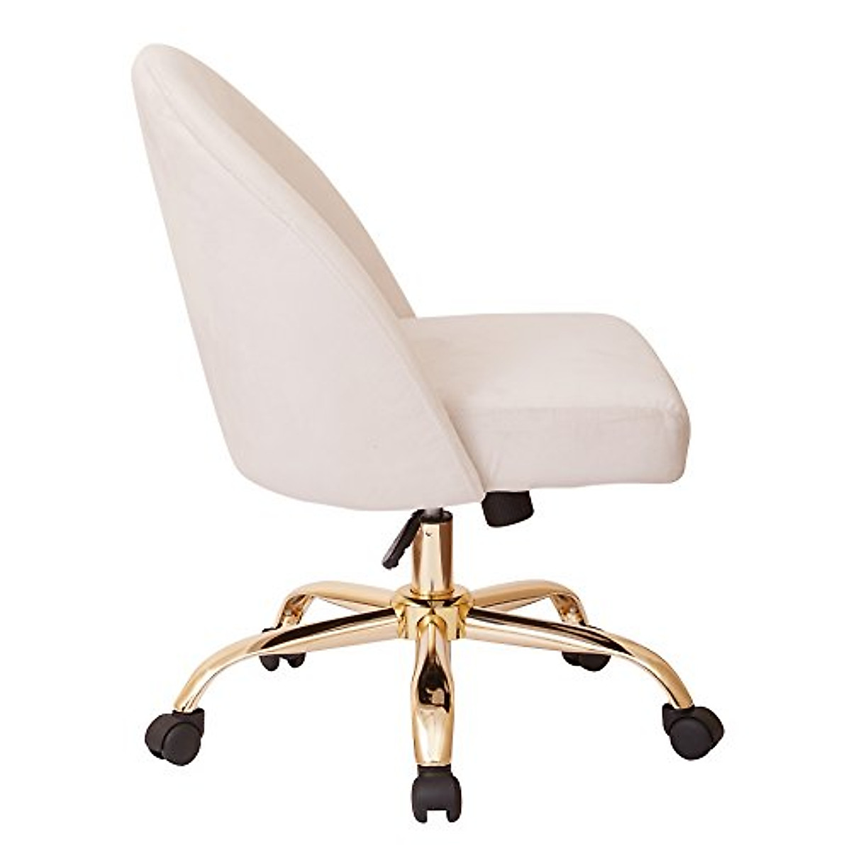 OSP Home Furnishings Layton Mid-Back Adjustable Office Chair with 5-Star Base, Gold Finish and Oyster Velvet