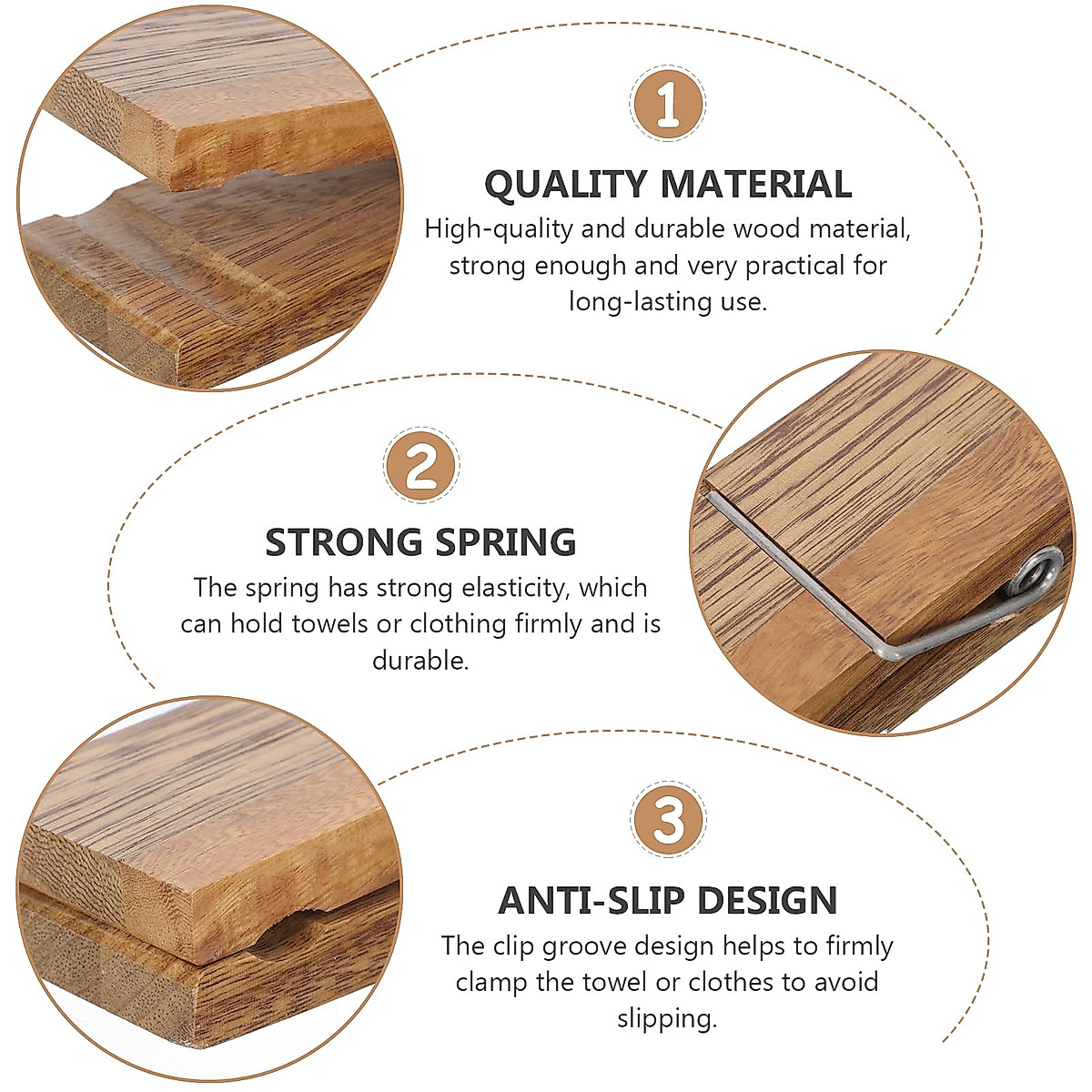 Cabilock 2pcs 12 Inches Jumbo Clothespins with Adhesive Wooden Clothespins Towel Holder Clothes Clips with Spring for Wall Bathroom Laundry Room Nursery Kitchen Decor