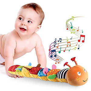JERICETOY Baby Toys Musical Caterpillar Infant Toy with Rattle Crinkle Squeaker Tummy Time Toy Sensory Toys for Tummy Time Babies Girl Boy 0 3 6 9 12 Months Gifts