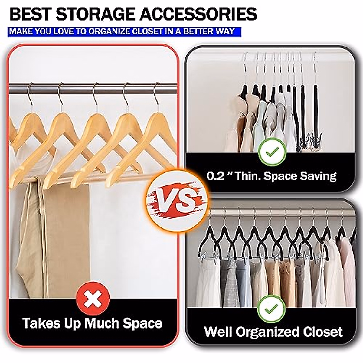 GVTECH Velvet Hangers with Clips, [24 Pack] Metal Clip Hangers for Pants - Notched Velvet Skirt Hangers for Pants, Skirts, Suit, Dresses & Shirts 360° Swivel Hook - Non Slip Felt Hangers (Black)