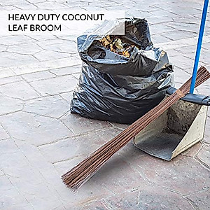 SN SKENNOVA - 1 Piece of 32 inch Multi-Surface Sturdy Outdoor Authentic Coconut Leaf Broom Asian Heavy Duty Broom Thai Natural Coconut Leaf Broom (Country Rustic)