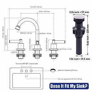 HOTTIST Widespread Bathroom Faucet for Sink 3 Hole, 2-Handle 8 inch Bathroom Sink Faucet with Pop Up Drain and Supply Hoses, Brushed Nickel