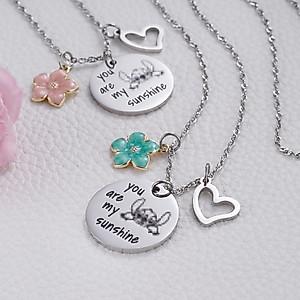 MIXJOY 2PC Stitch Gifts You are My Sunshine Stitch Necklaces Jewelry for Daughter Granddaughter Niece, Lilo and Stitch Lover Birthday Graduation Gifts for Teens