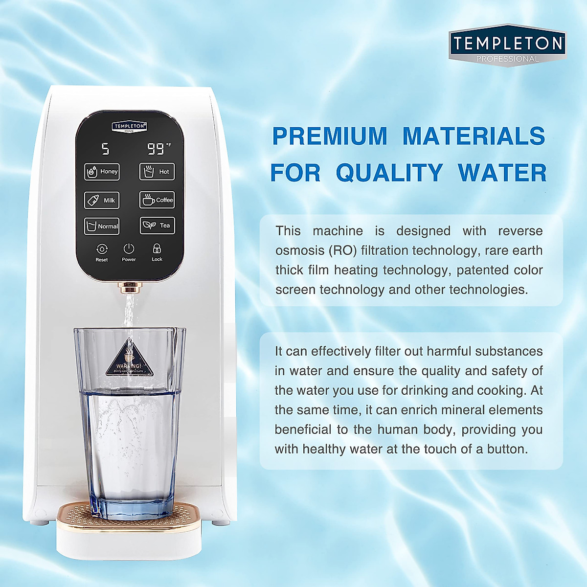 Templeton Reverse Osmosis 4 Stage Multi Temperature Countertop Water Purifying Dispenser