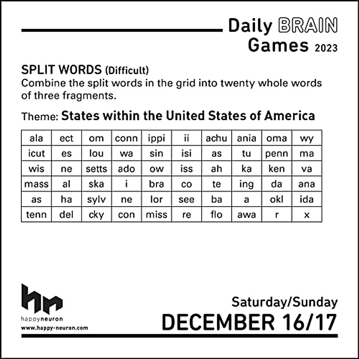 Daily Brain Games 2023 Day-to-Day Calendar