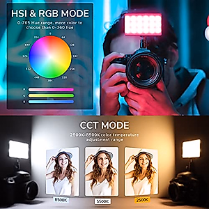 Pixel Liber RGB Video Light,Support Magnetic Attraction and App,Full Color,2500K-8500K, Mini LED Aluminum Alloy Body Portable Pocket Video Light for Tiktok, Video Conference, Photography，YouTube.