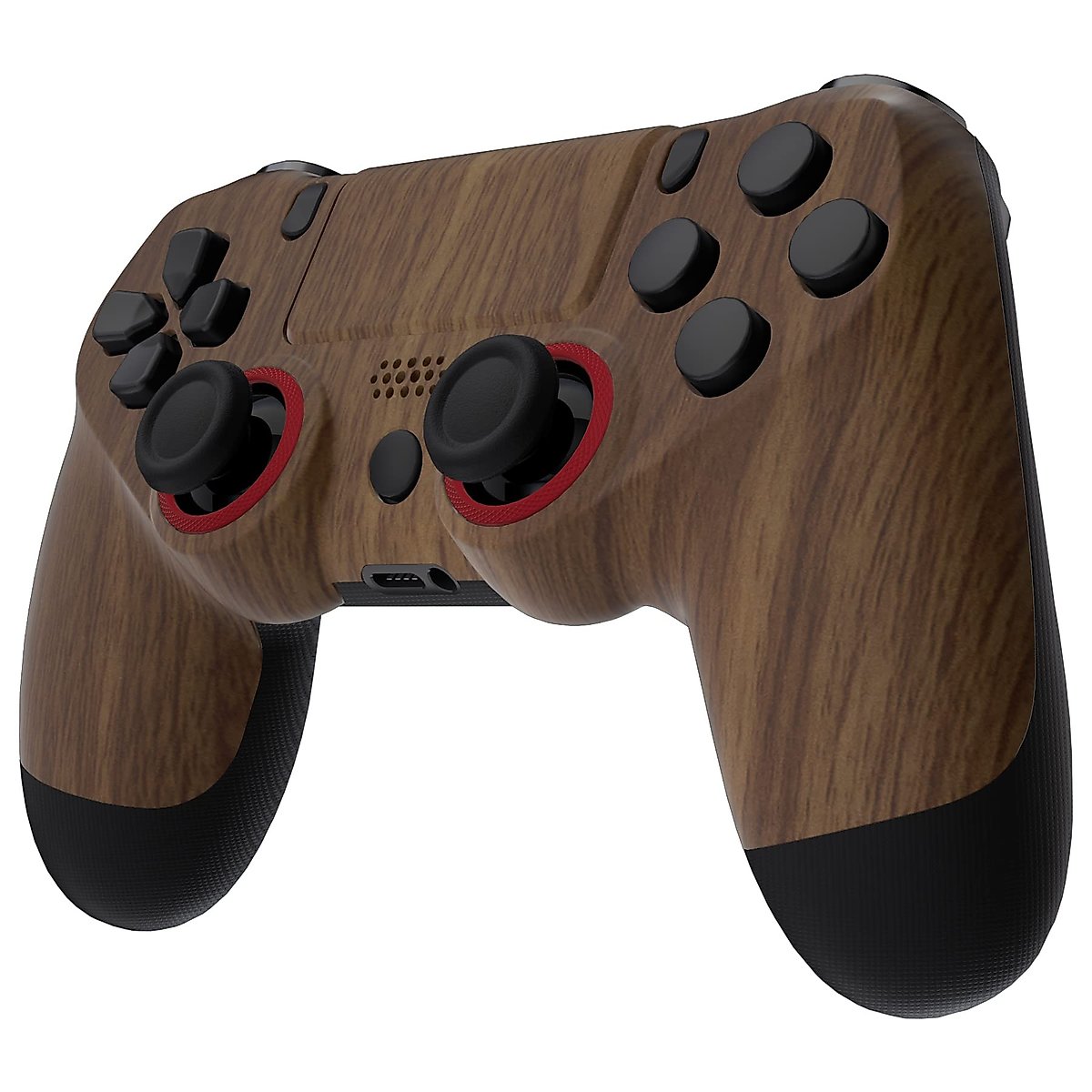 eXtremeRate Wood Grain Ghost Replacement Faceplate Touchpad Cover, Redesigned Soft Touch Housing Shell Case Touch Pad Compatible with PS4 Slim Pro Controller JDM-040/050/055 - Controller NOT Included