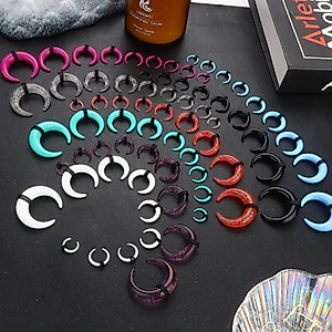 Jstyle 72Pcs 14G-2G Acrylic Pincher Tapers Septum Ring C Shape Nose Septum Buffalo Stretcher Pierced Nose Ear Cartilage