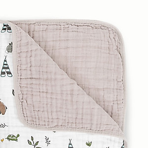 Little Unicorn – Forest Friends Cotton Muslin Quilt Blanket | 100% Cotton | Super Soft | Babies and Toddlers | Large 47” x 47” | Machine Washable