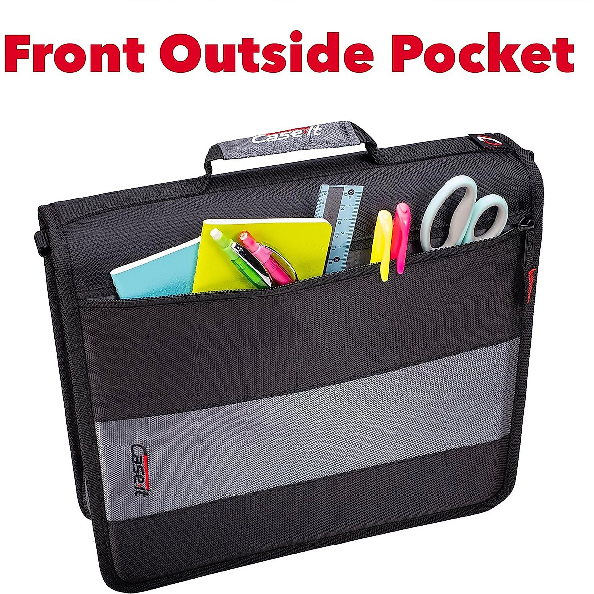 Case-It The Classic Zipper Binder - 2 Inch O-Rings - Multiple Pockets - 350 Sheet Capacity - Comes with Shoulder Strap - Midnight Blue D-251