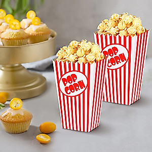 Zahaat 25 Mini Popcorn Boxes 5.5 Inches Tall Red and White Popcorn Bags Mini Pop Corn Buckets and Container for Movie Theater, Home, Carnival Party, Decorations