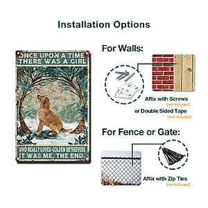 JIOBVTS Tin Sign Once Upon A Time There was A Girl Who Really Loved Golden Retrievers Poster Tin Signs Metal Bar Wall Plaque Decor Kitchen Tin Sign 8×12inch/Tin Sign