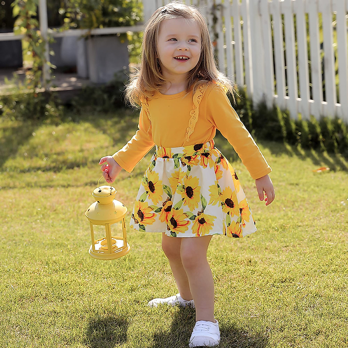 Baby Girl Dresses Newborn Girl Clothes Cotton Long Sleeve Dress Floral Romper Skirt Winter Baby Girl Outifts 3-6 Months Yellow