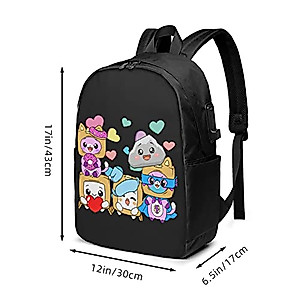 Travel Laptop Backpack，Cartoon Large Laptop Bookbag，Mens Women 17 Inch Knapsack Black